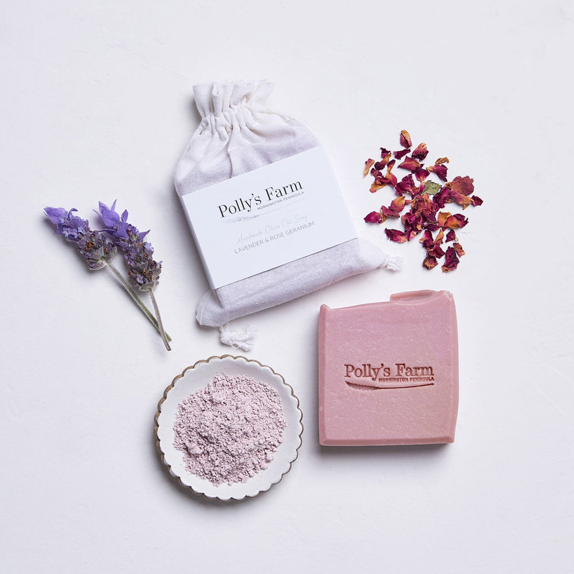 Polly's Farm Lavender & Rose Geranium Soap (110g)